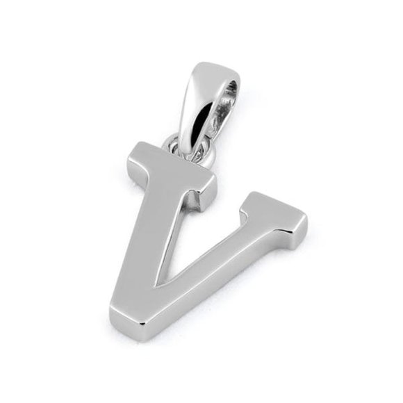 SilvaDreamz | Jewelry | Sterling Silver Plain Letter V Initial Pendant ...